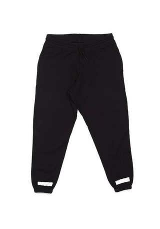 Off-White Black Diagonal Stripes Printed Cotton Sweatpants