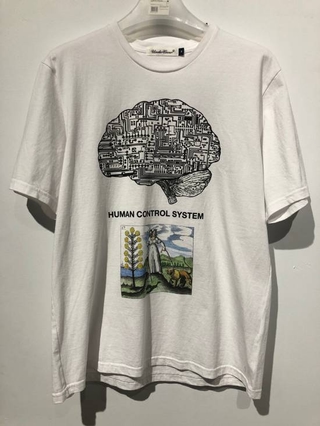 Undercover White Human Control System Art Printed Cotton T Shirt