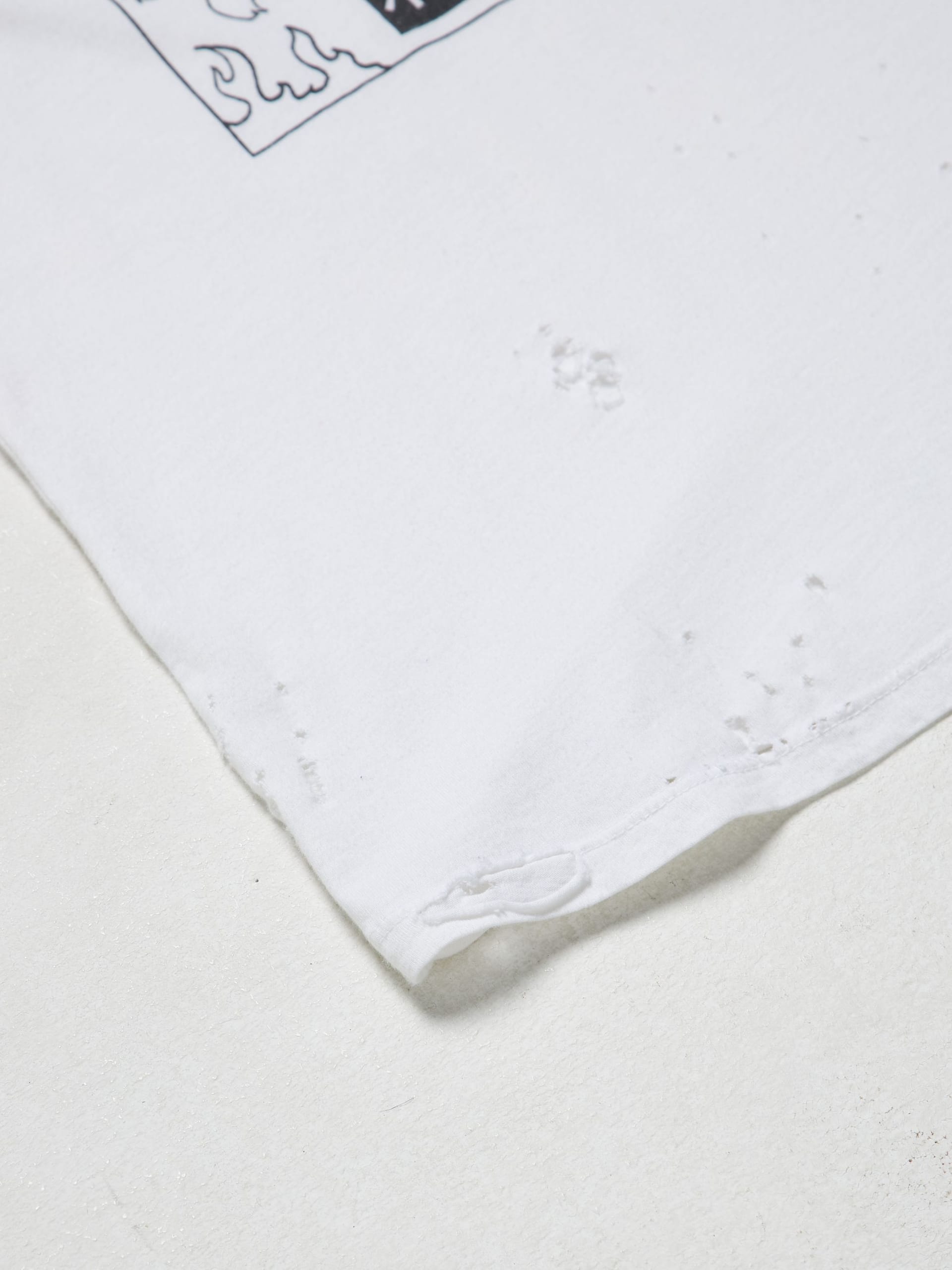 Enfants Riches Deprimes Blue Erd Swastika Flame Printed White T-Shirt