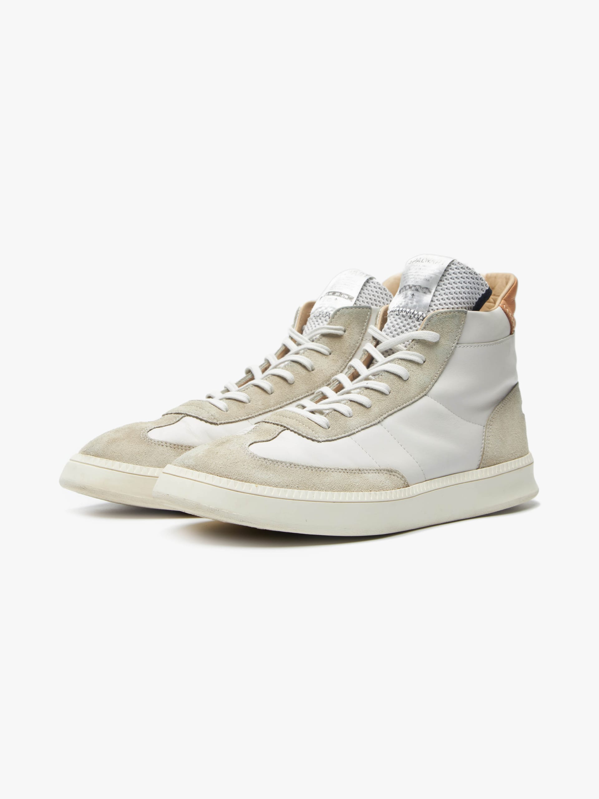 Other Spalwart White and Gray Hi Top Gat Leather and Suede Sneakers