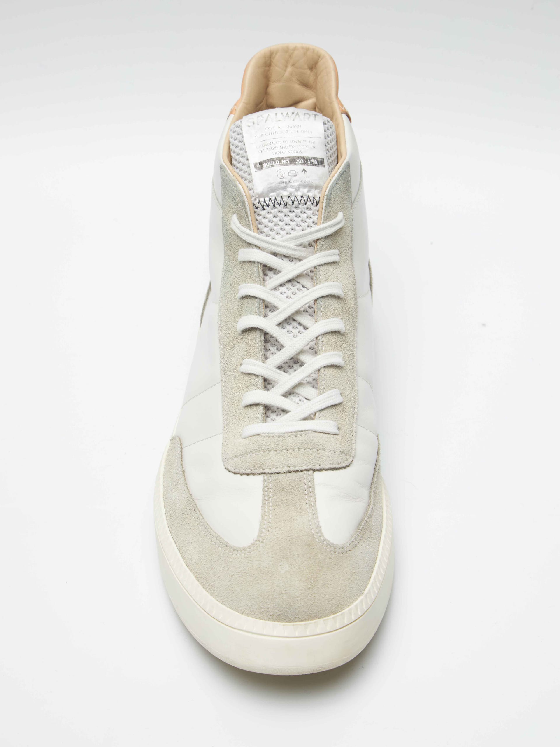 Other Spalwart White and Gray Hi Top Gat Leather and Suede Sneakers