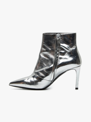 Balenciaga Silver Mirror Lacquered Leather Spool Heels