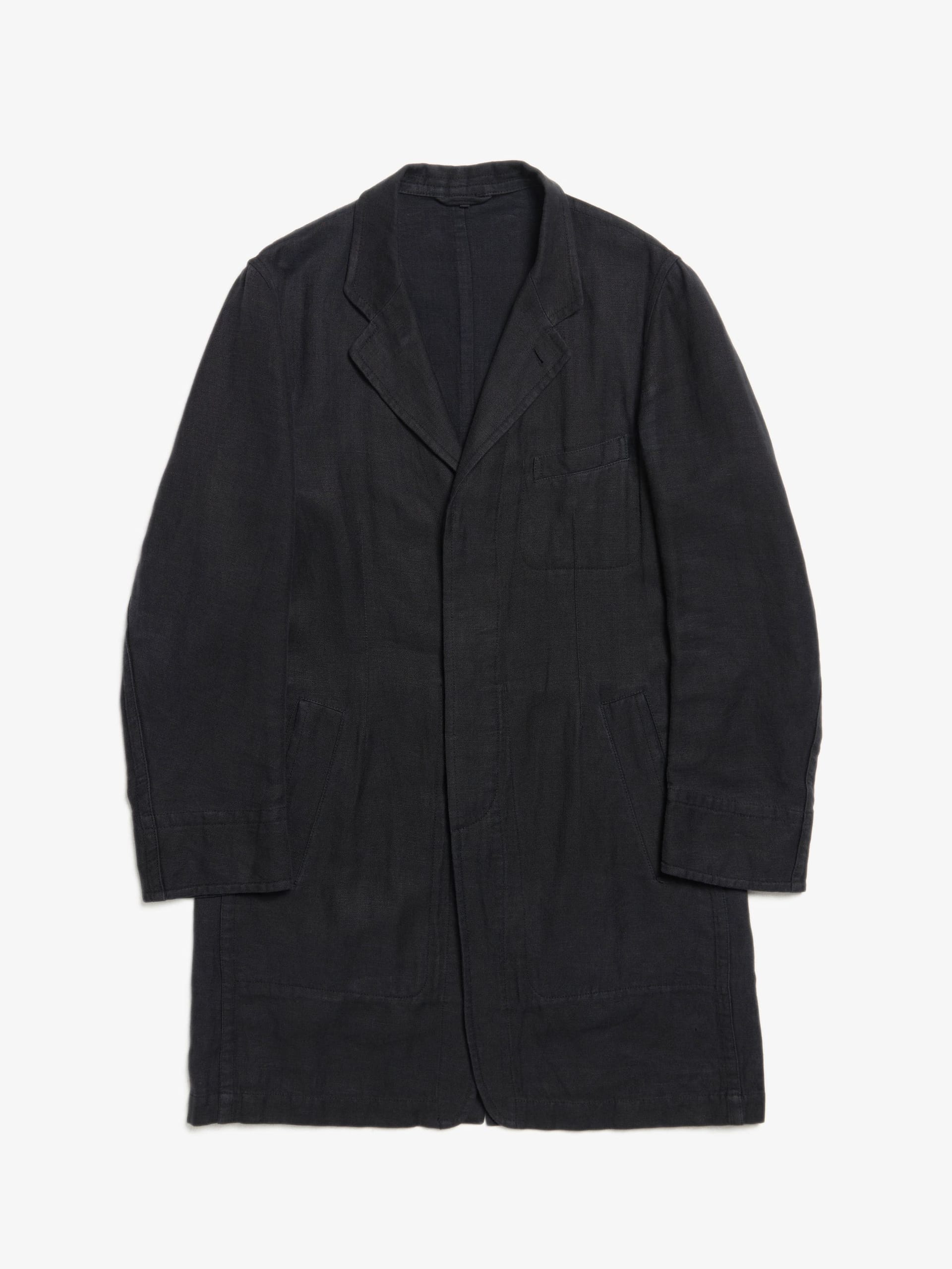 Ann Demeulemeester Black Back Button Detailed Hemp Coat