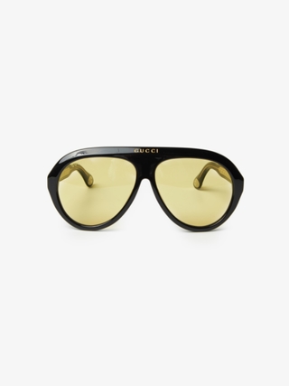 Gucci Black Frame Yellow Lenses Aviator Glasses