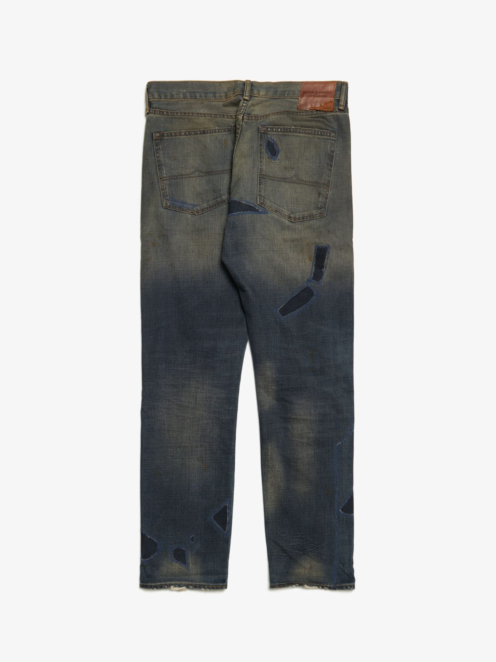 Ralph Lauren Distressed Dark Blue Patched Jeans