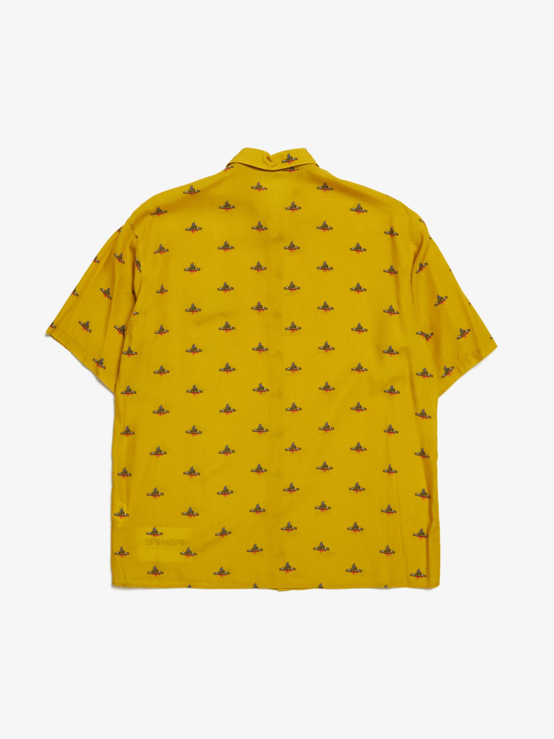 Undercover John Yellow All Over Logo Printed Tencel Shortsleeved Shirt