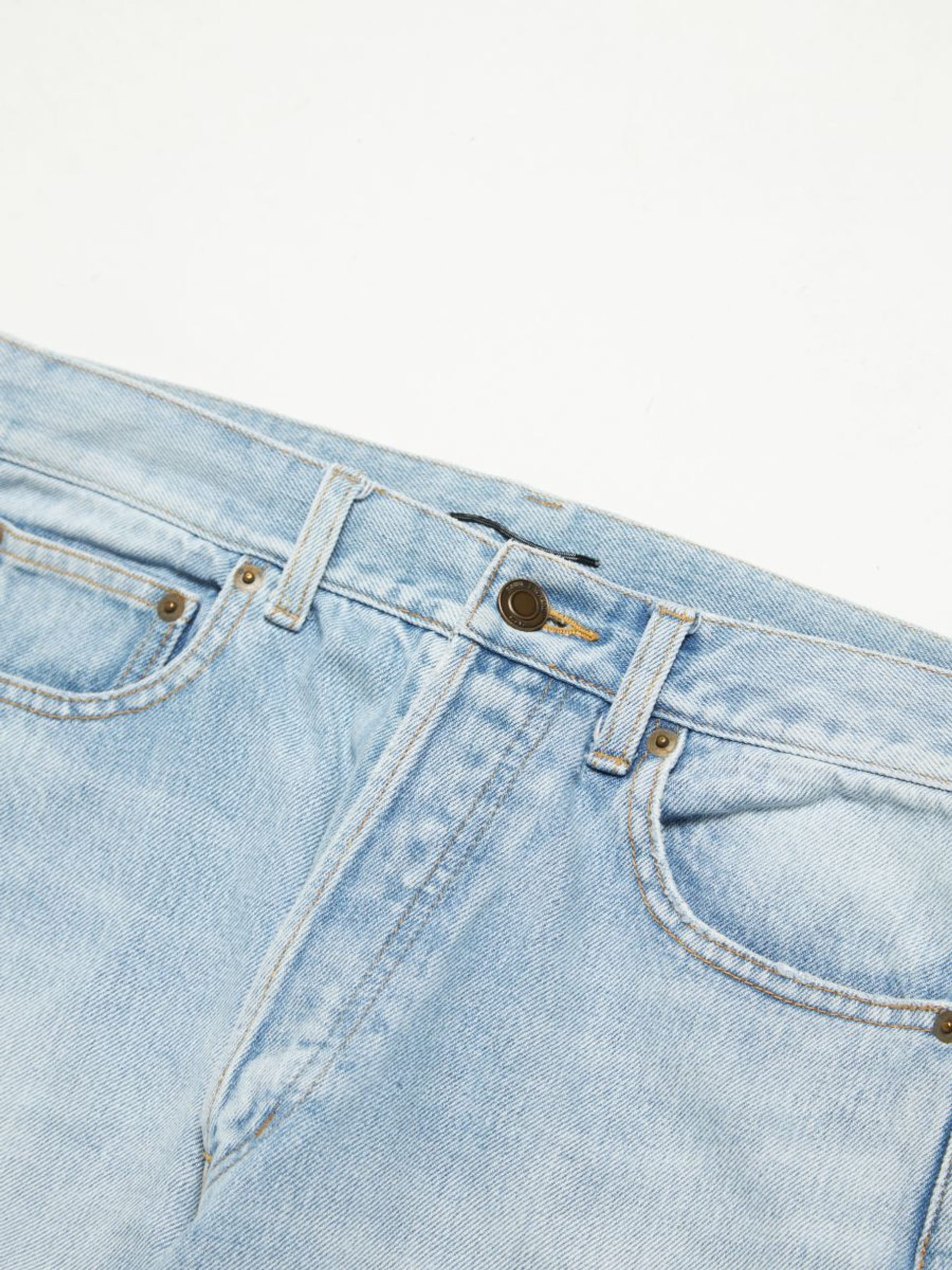 Saint Laurent Paris D14 Light Blue Washed Ripped Knee Detailed Cotton Denim