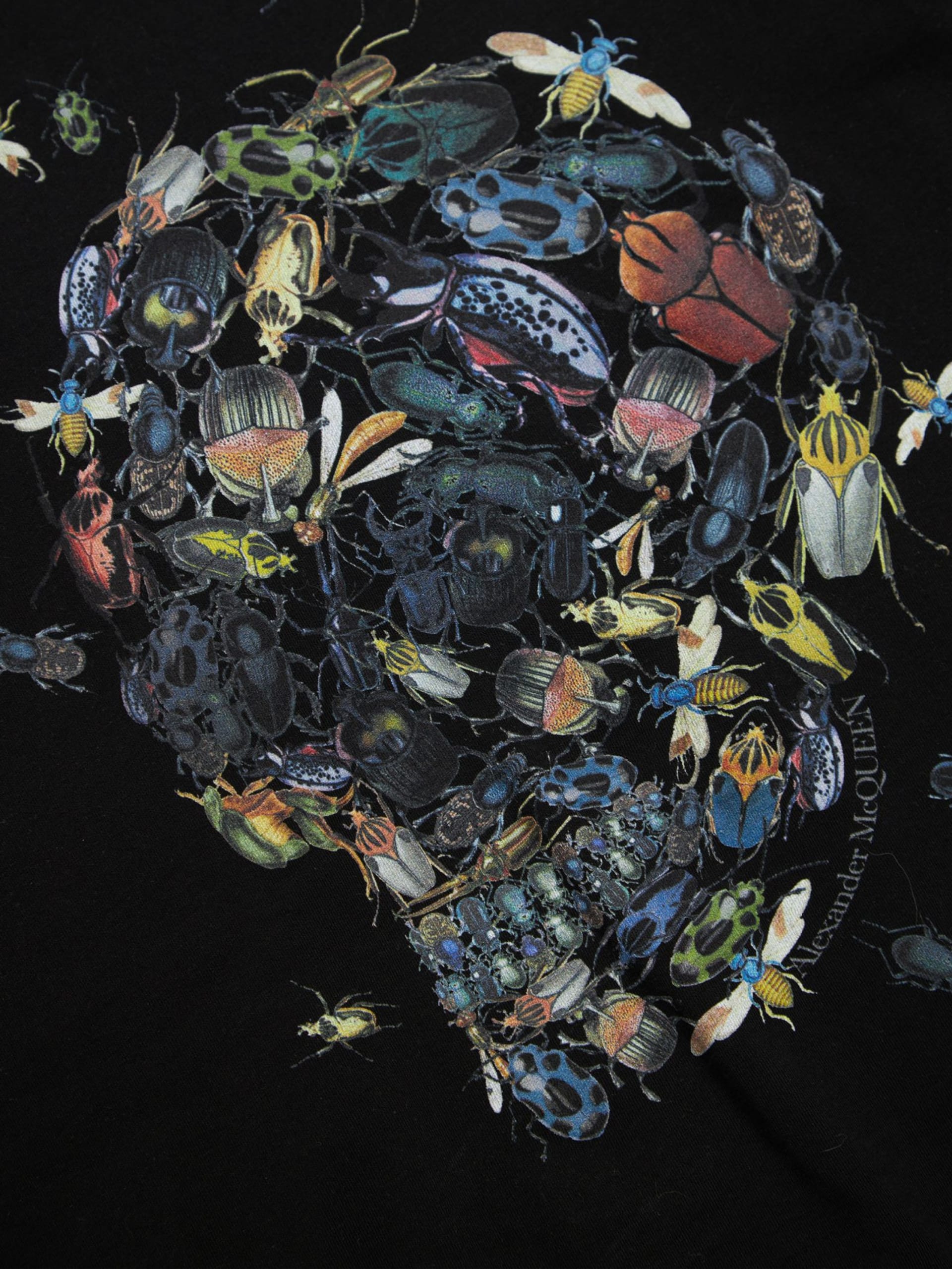 Alexander McQueen Black Bugs Skull Printed T Shirt