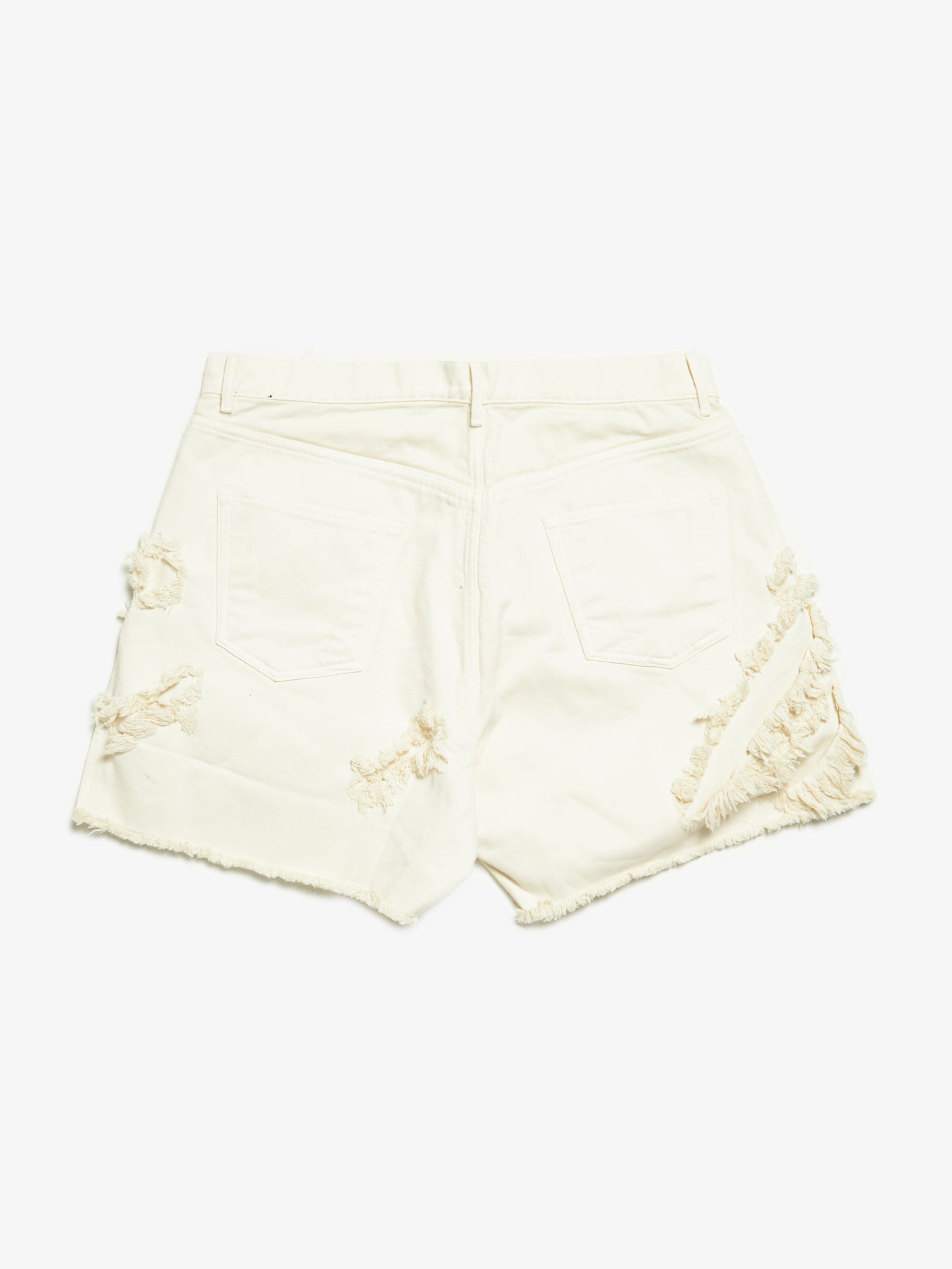 Rick Owens Drkshdw Milk Trucker Cut Off Distressed Cotton Shorts