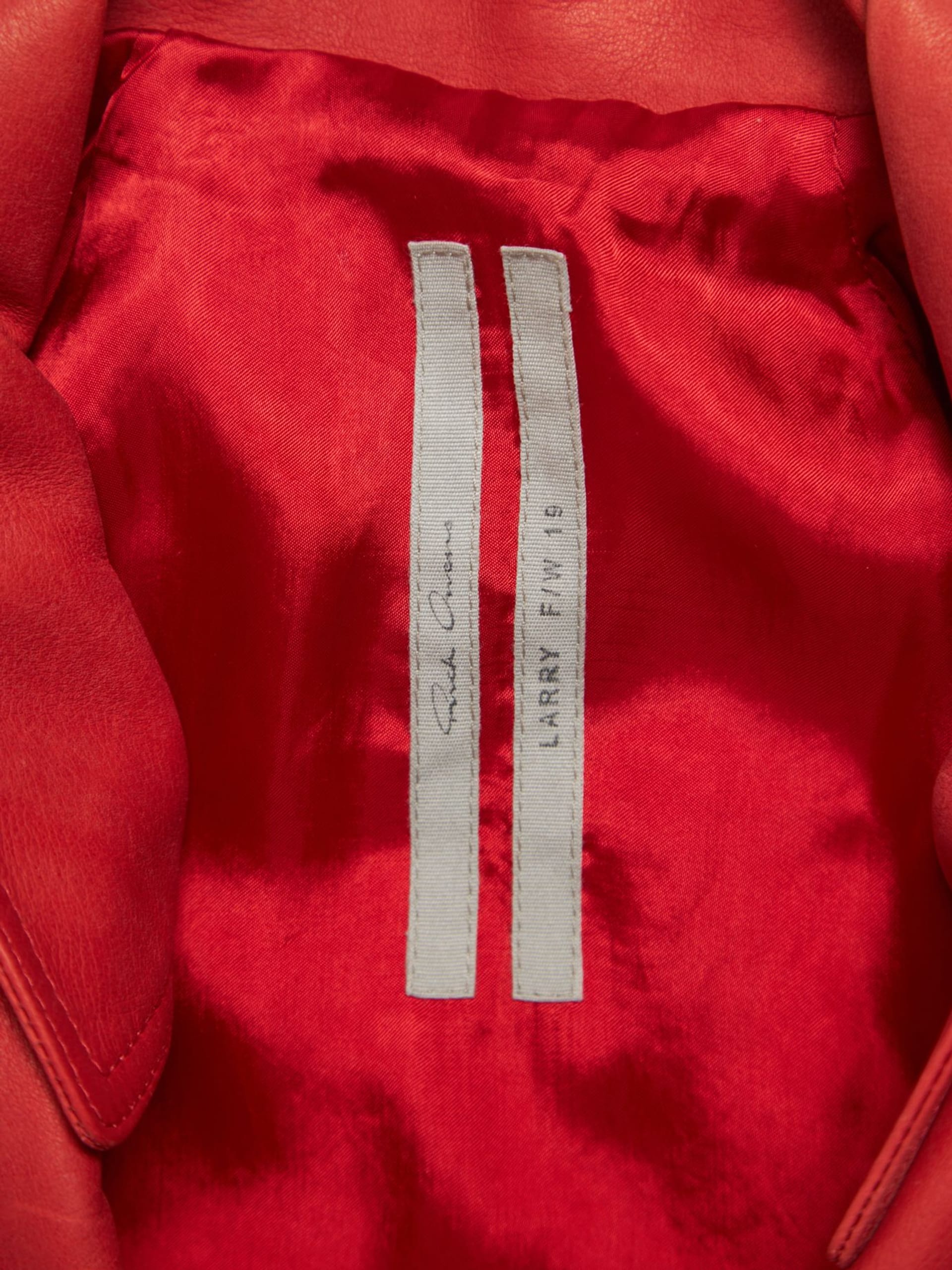 Rick Owens FW19 Larry Red Chain Detailed Leather Jacket
