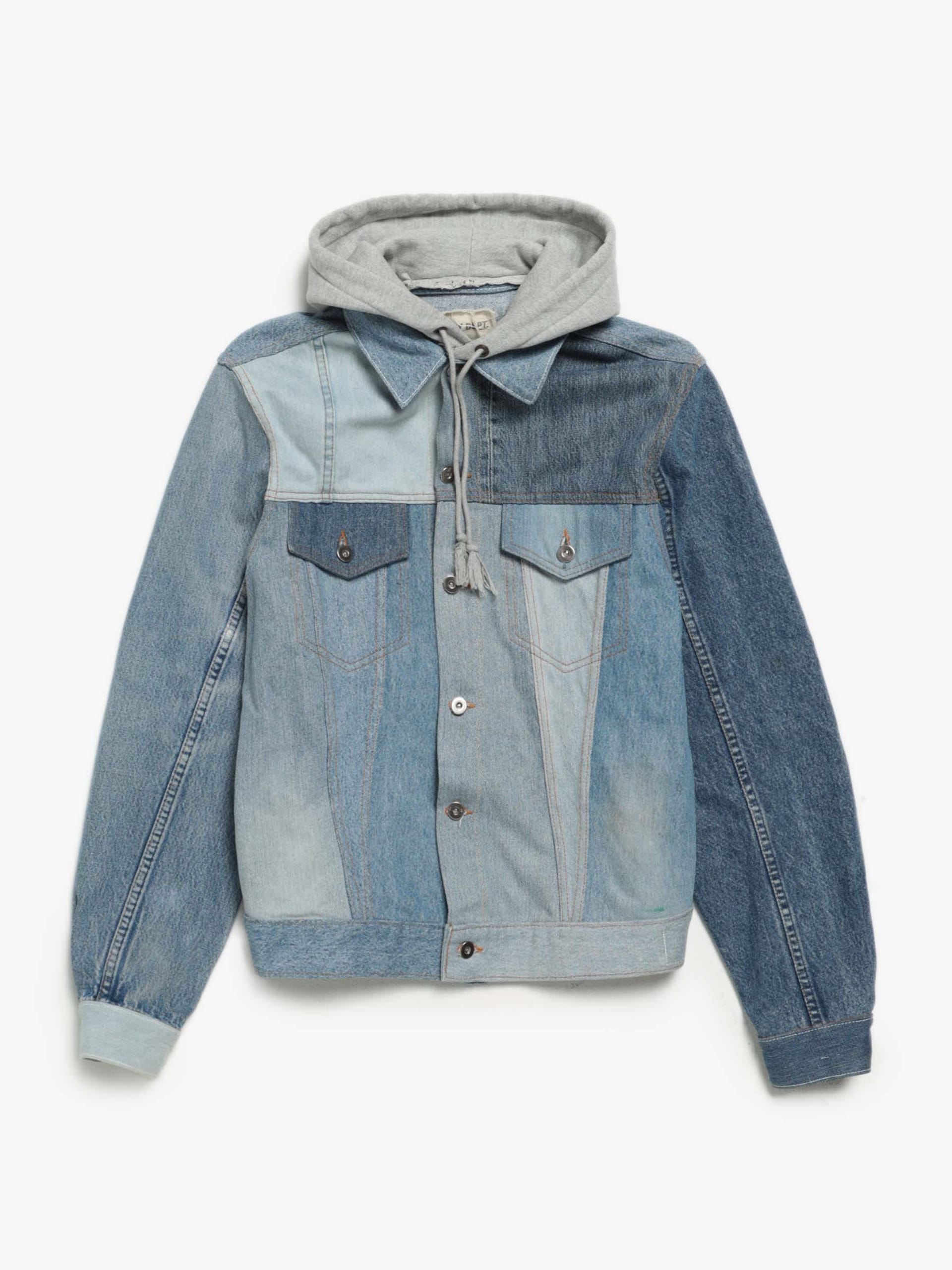 Gallery Dept. Exclusive Light Blue Colorblock Hooded Denim Cotton Jacket