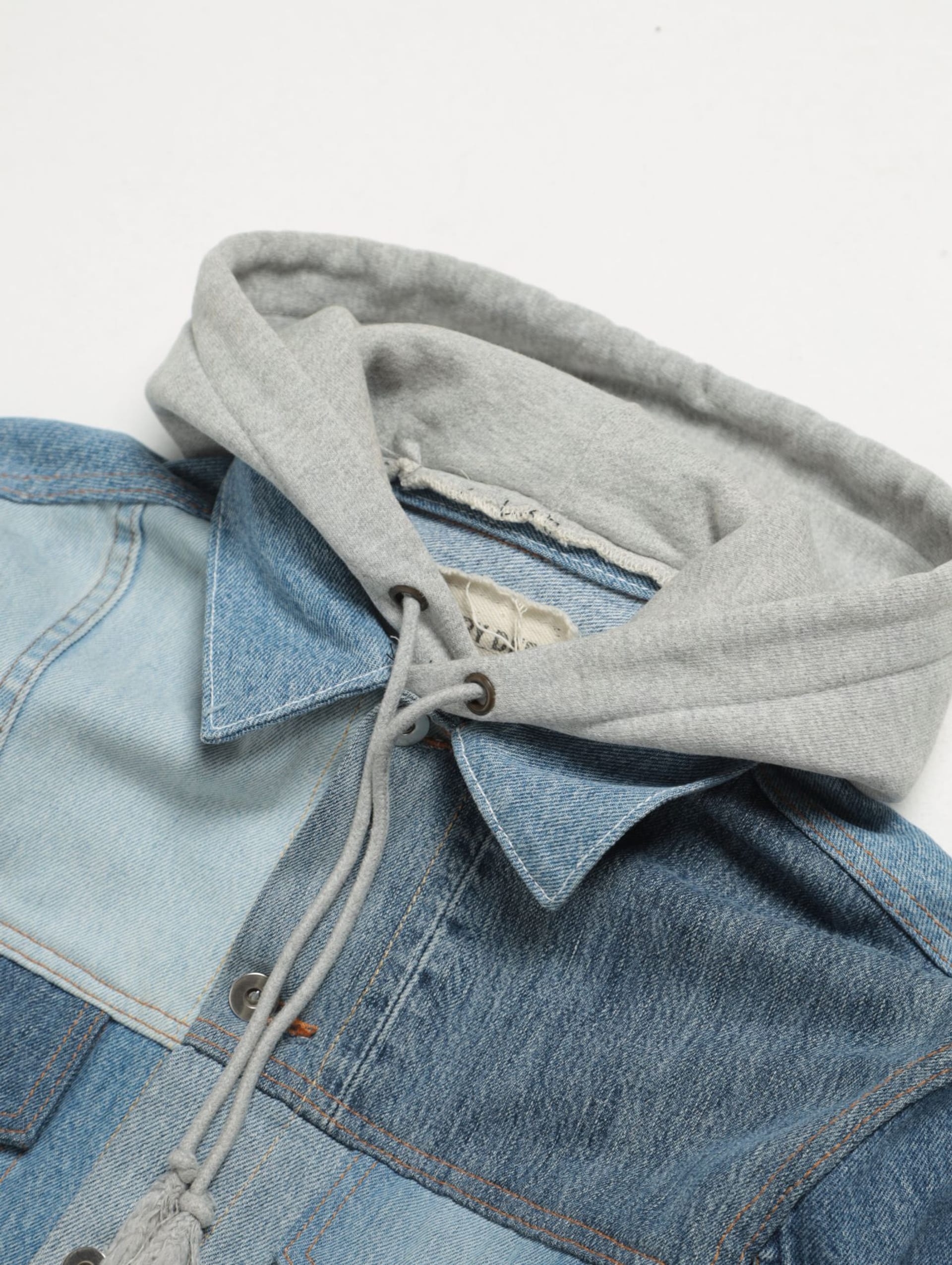 Gallery Dept. Exclusive Light Blue Colorblock Hooded Denim Cotton Jacket