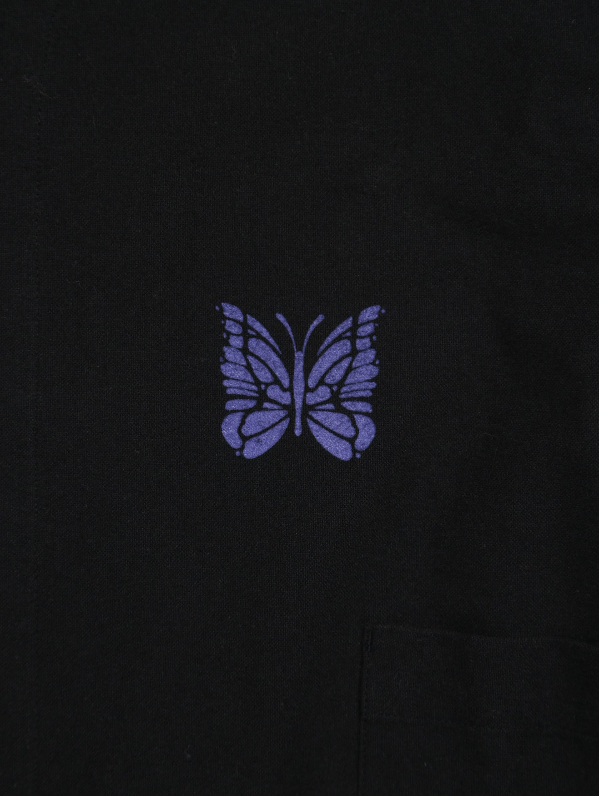 Needles Black Kimono Styled Butterfly Embroidered Button Down Light Jacket