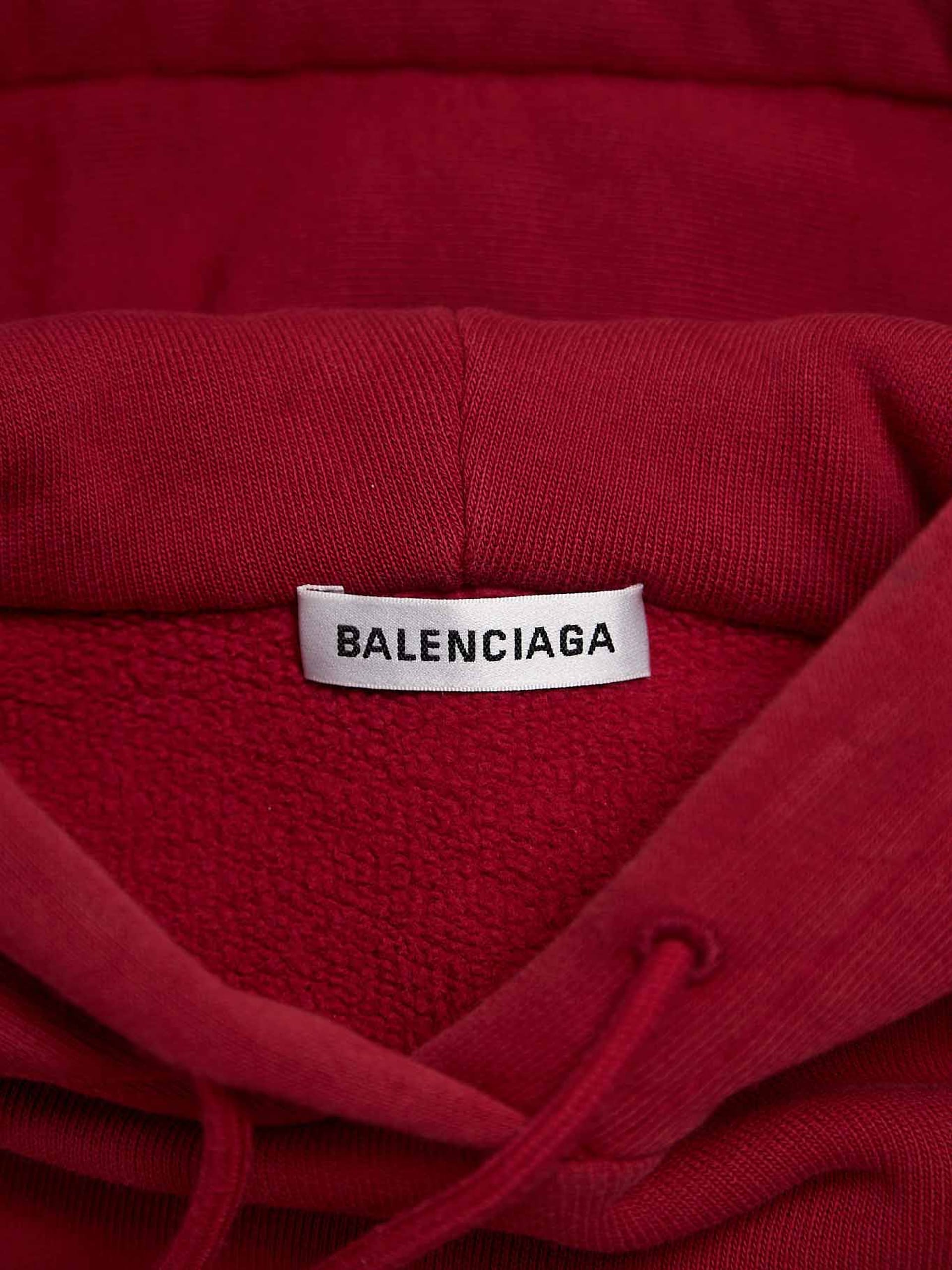 Balenciaga Red Logo Printed Oversized Cotton Hoodie
