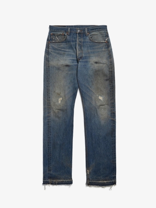 Levi's Blue Washed Aged 501 Cotton Denim