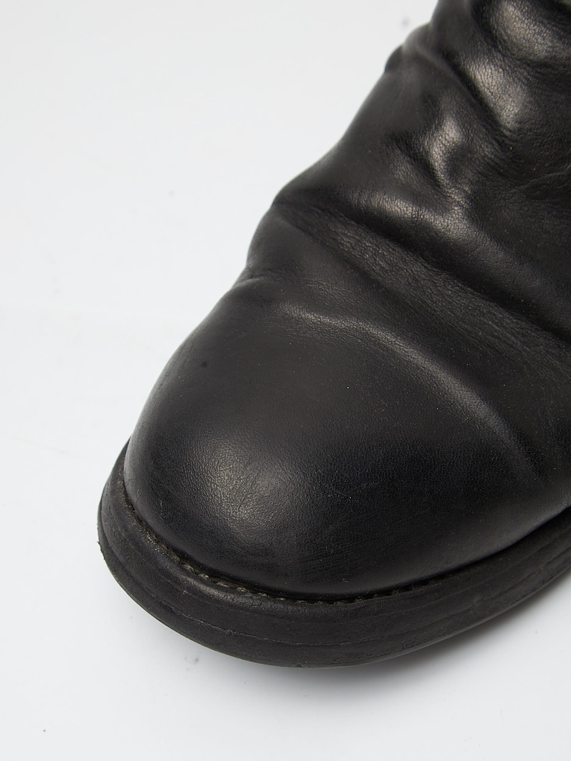 Guidi Black Wrinkled Back Zipped Leather Boots