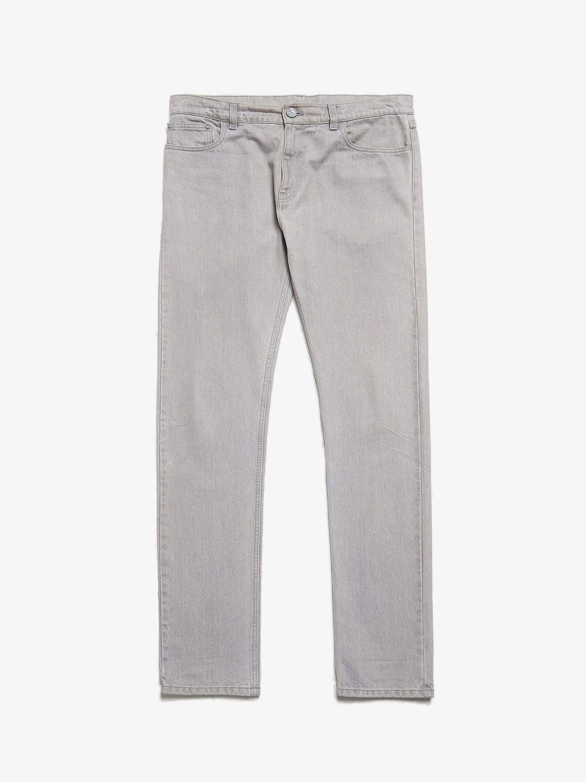 Louis Vuitton Light Gray Washed Zipped Cotton Denim Jeans