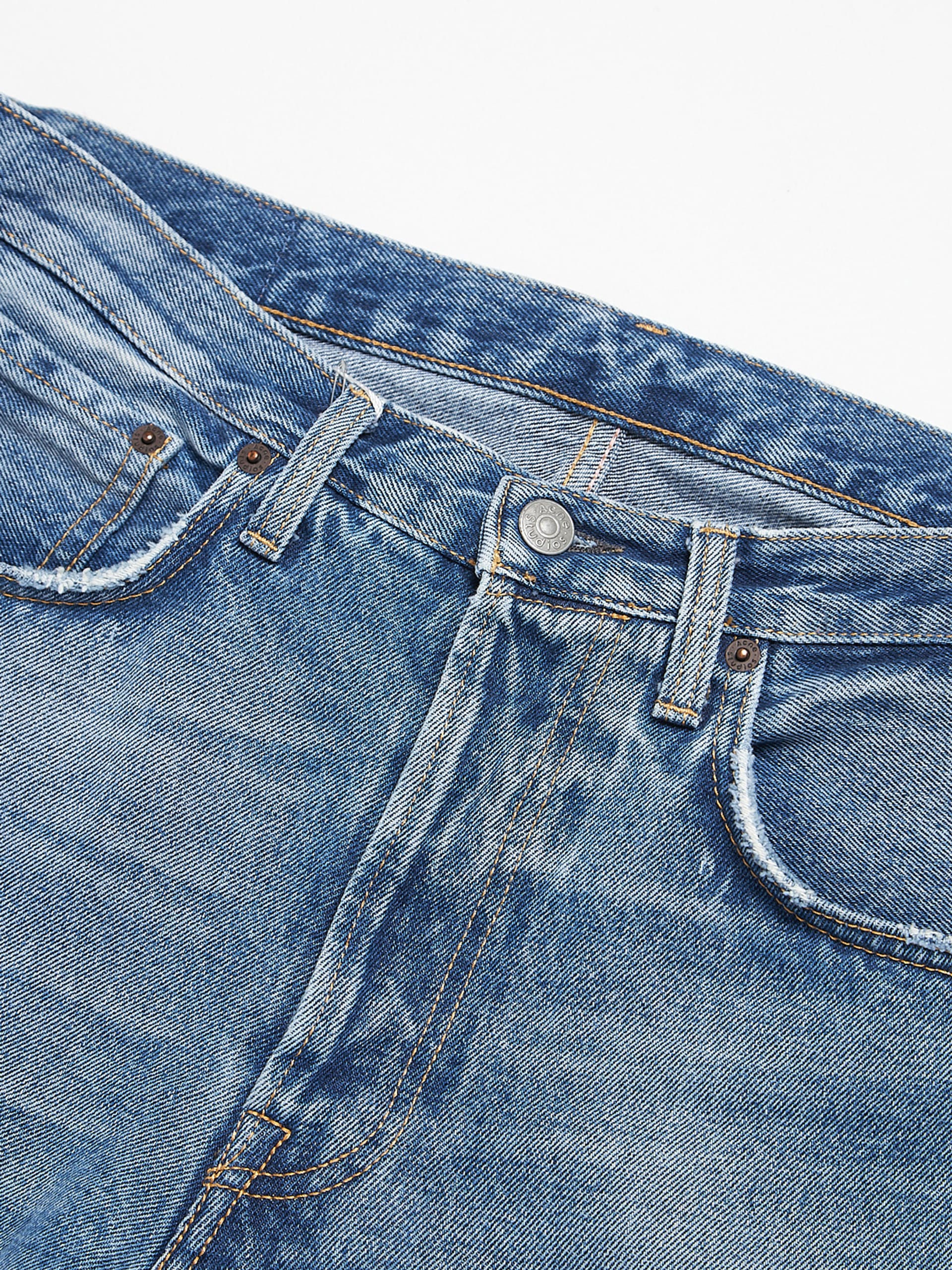 Acne Studios Blue Ragged Logo Patched Denim Cotton jeans