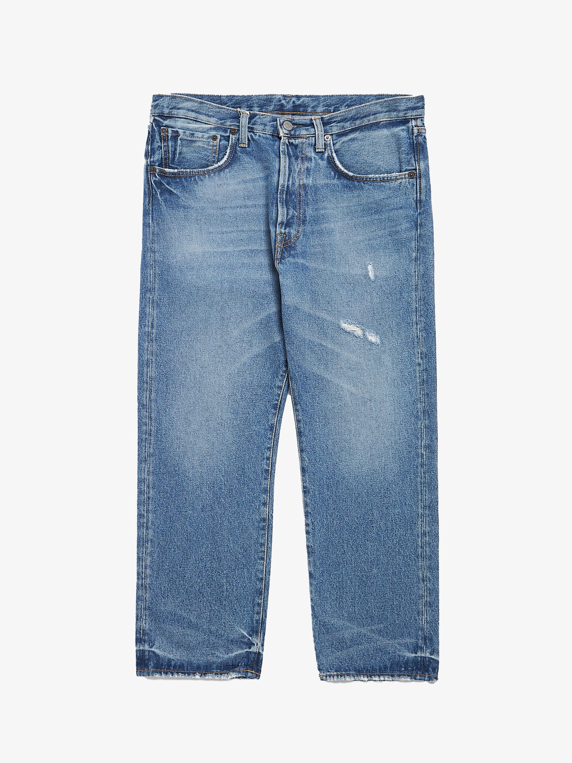 Acne Studios Blue Ragged Logo Patched Denim Cotton jeans
