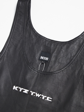 Ktz Black Logo Embossed Leather Tank Top