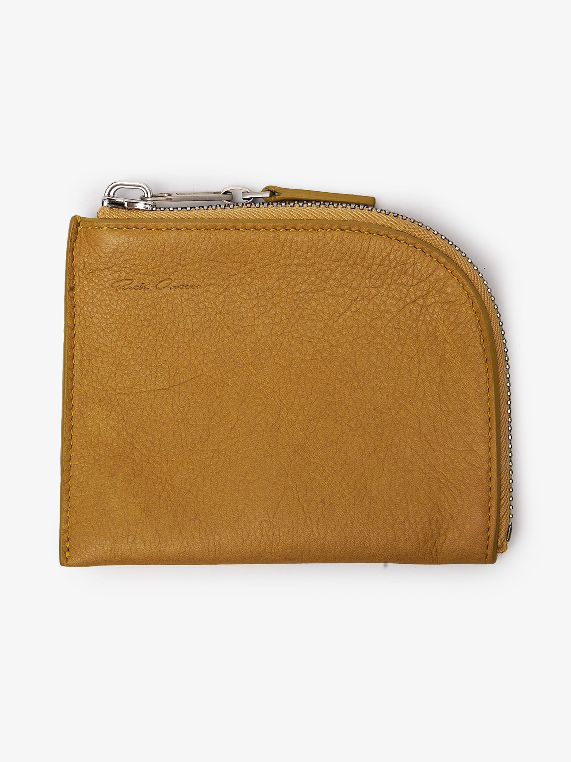 Rick Owens Mustard Zipped Leather Wallet