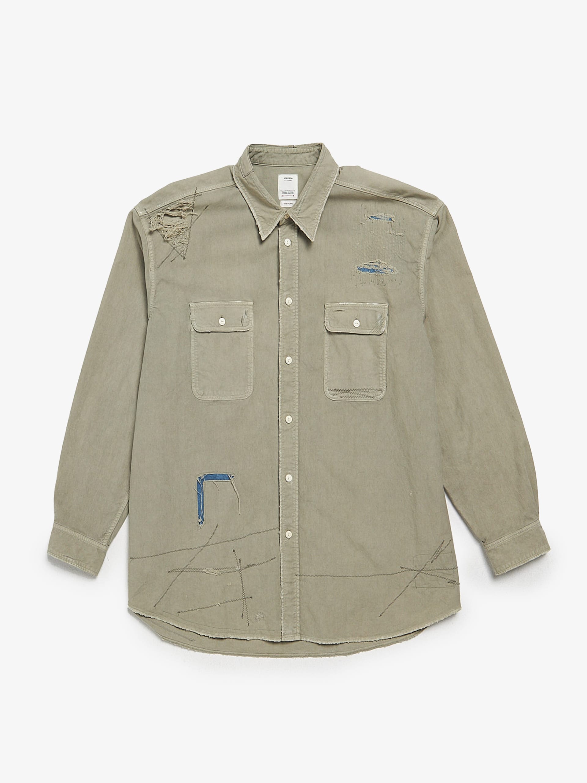 Visvim Green Ragged Cotton Shirt
