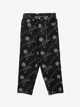 Mastermind World Gray And Light Gray Skeleton Monogram Embossed Denim Jeans