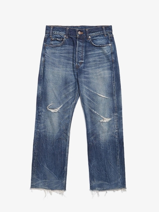 Celine Blue Ragged And Hem Detailed Cotton Denim Jeans