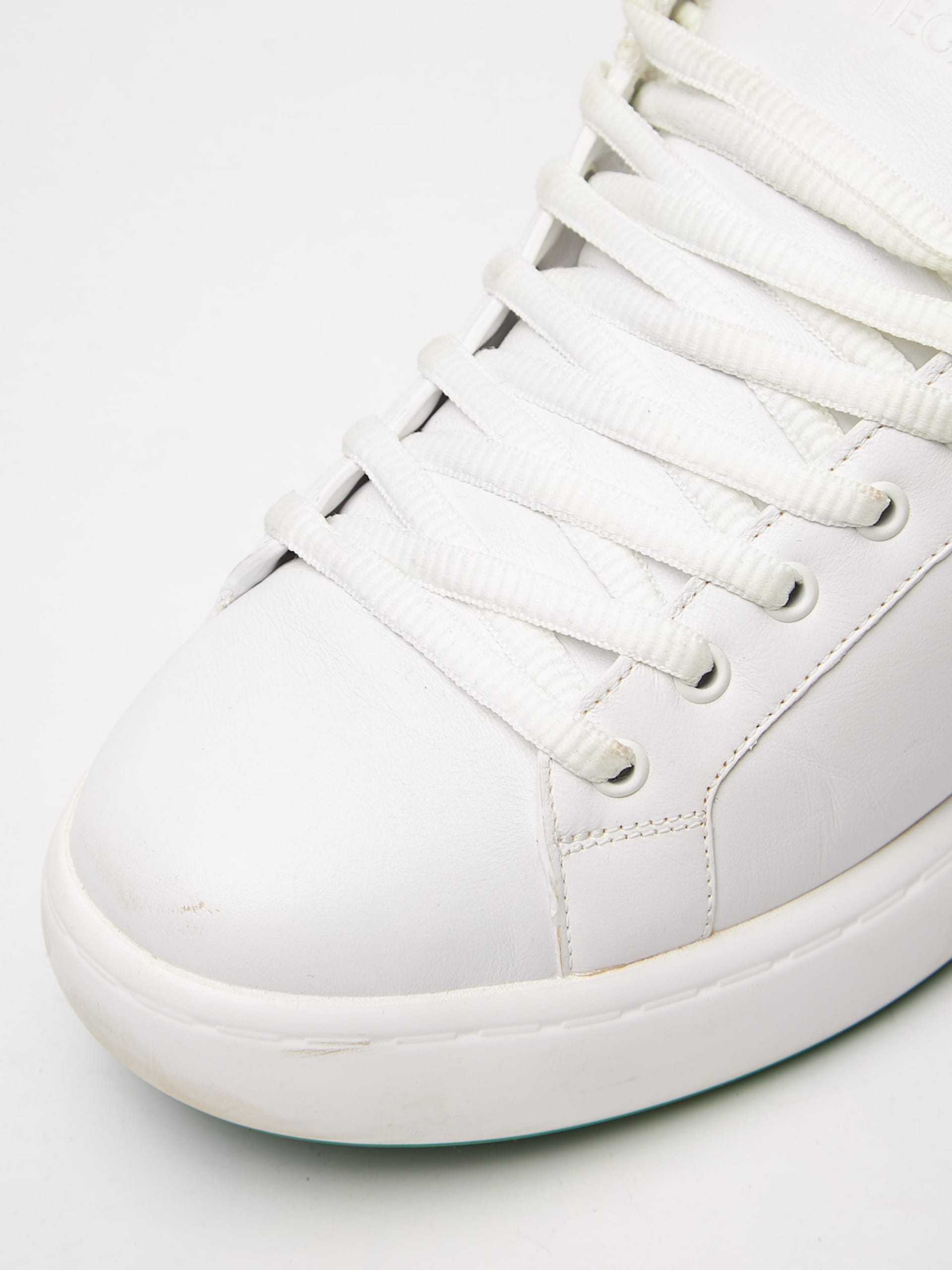 Bottega Veneta White And Green Sole Puff Sneakers