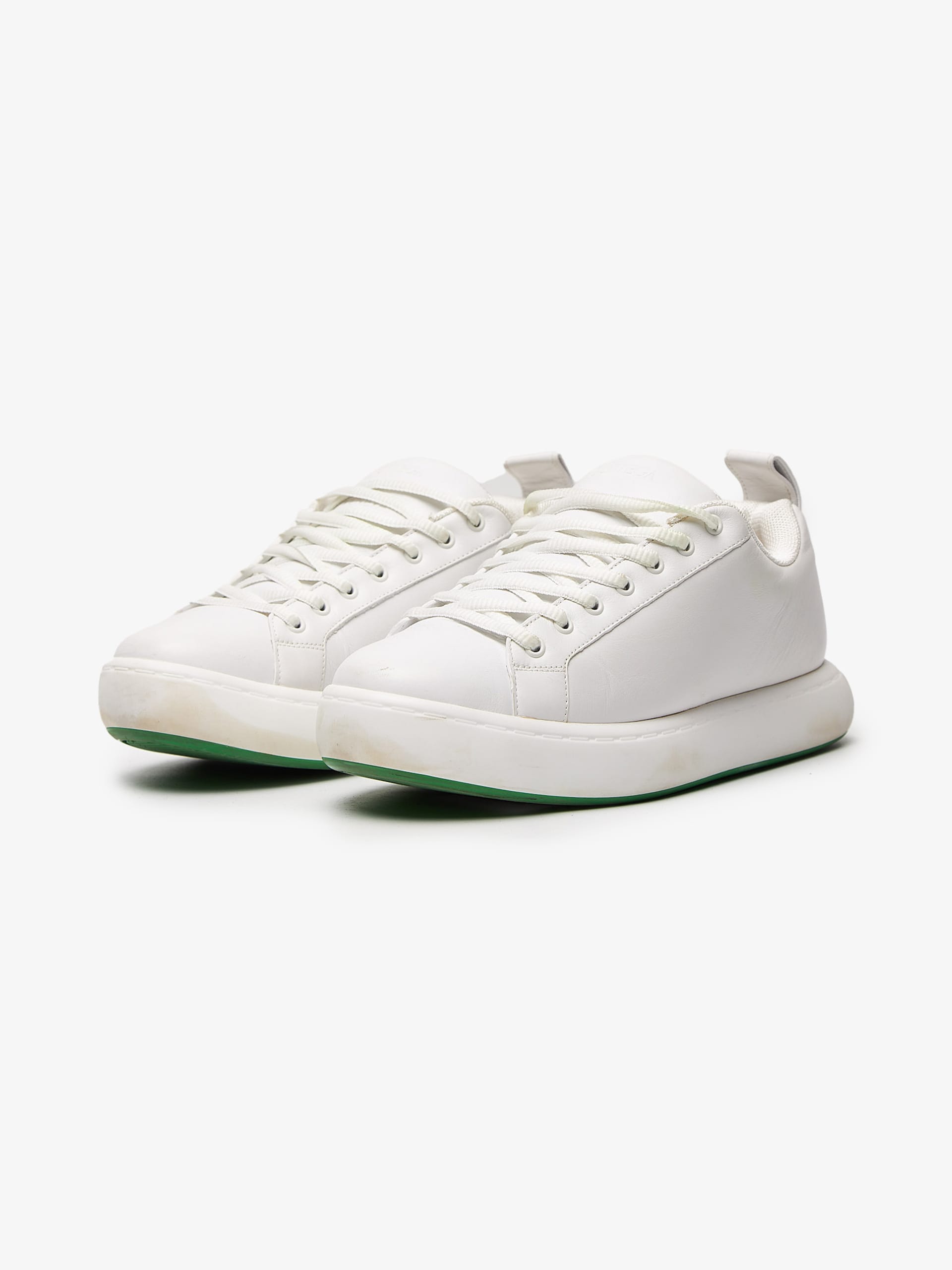 Bottega Veneta White And Green Sole Puff Sneakers