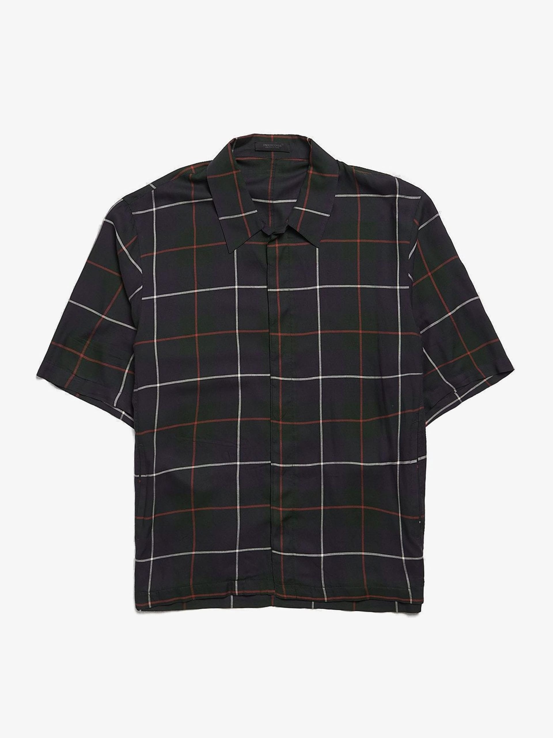 Undercover Green and Blue Plaid Rayon and Lyocell Blend Shortsleeved Shirt