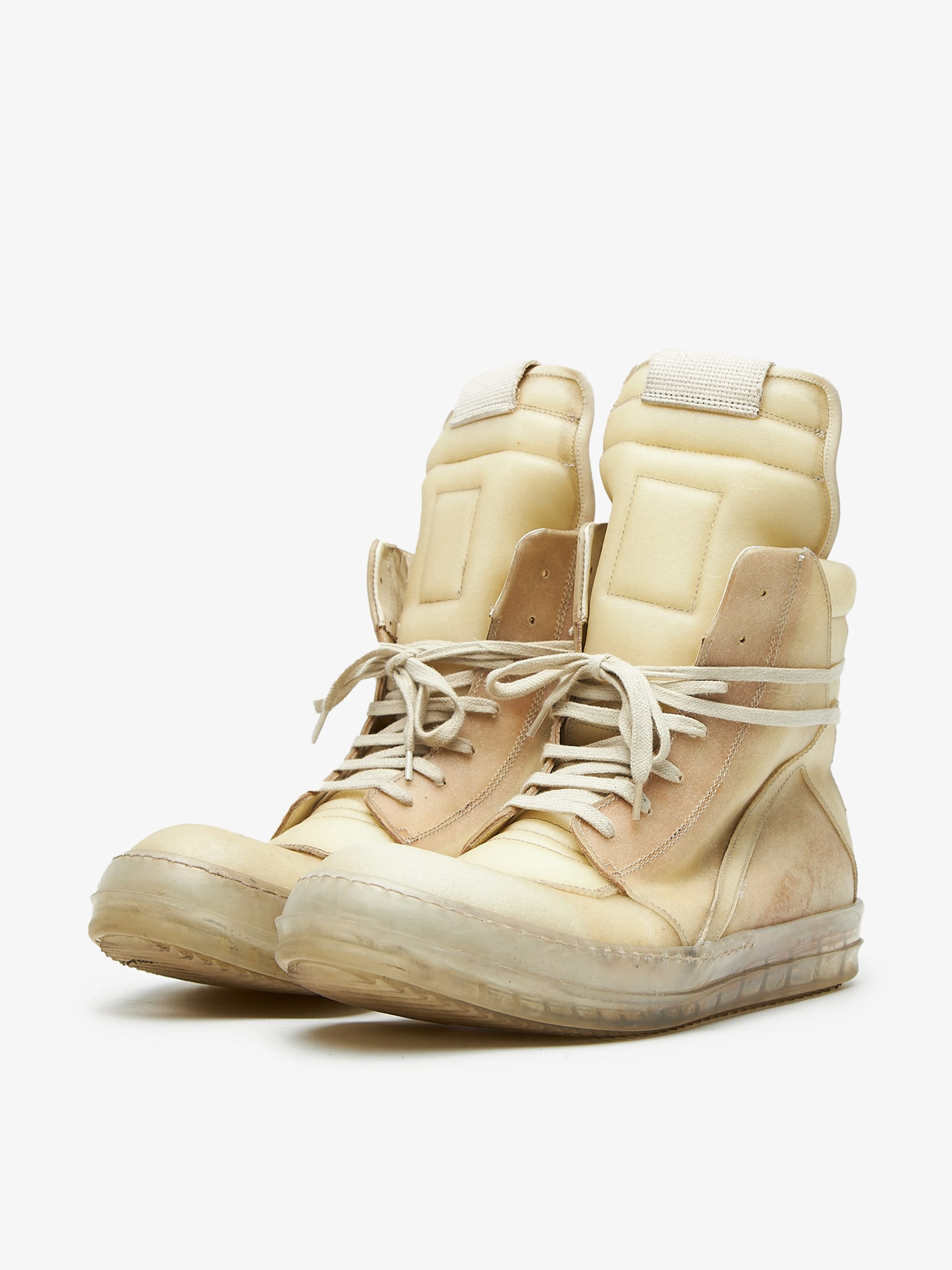 Rick Owens EDFU SS23 Geobasket Transparent Leather Sneakers