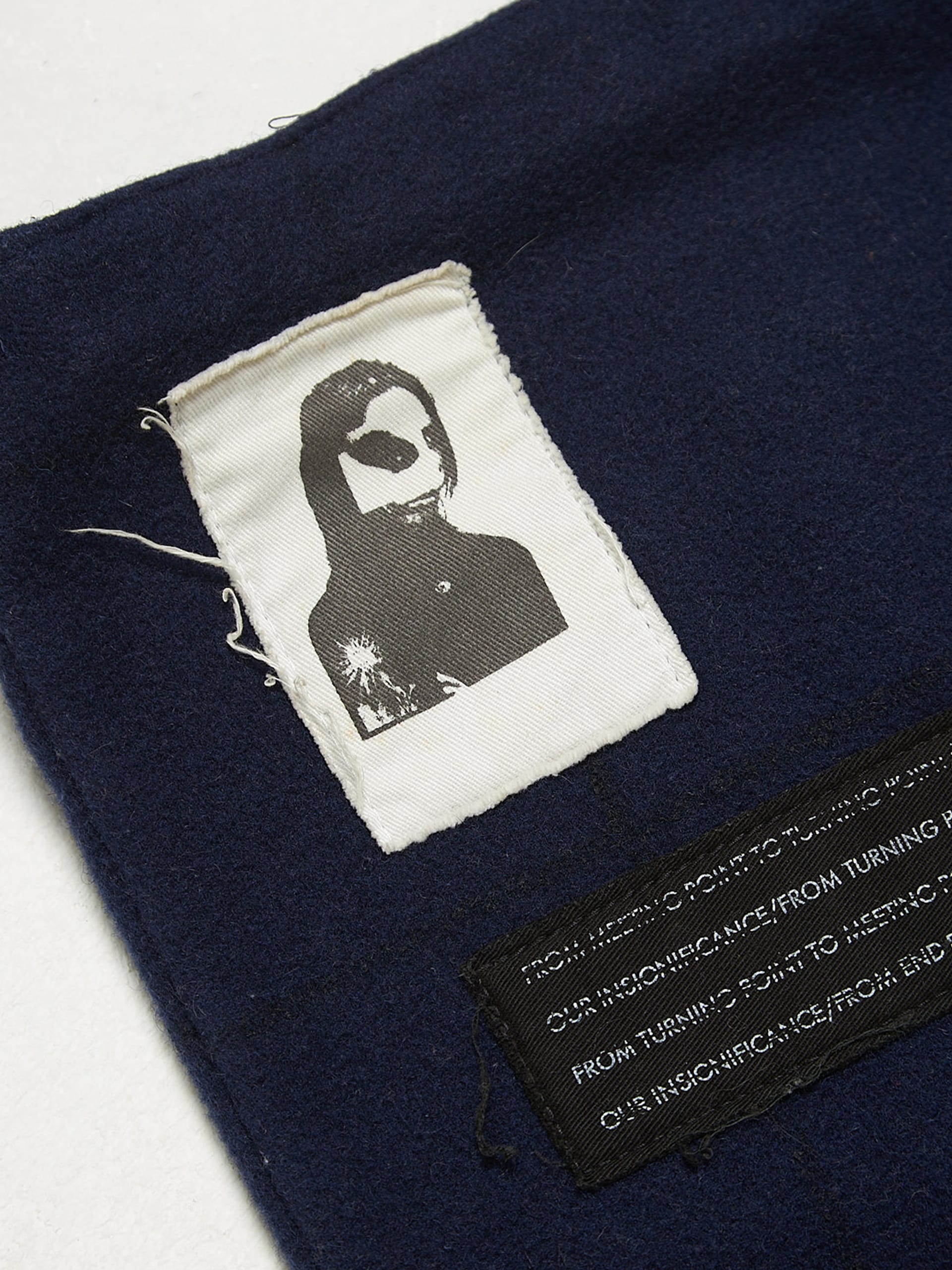 Raf Simons Navy Patchwork Detailed Woolen Bag