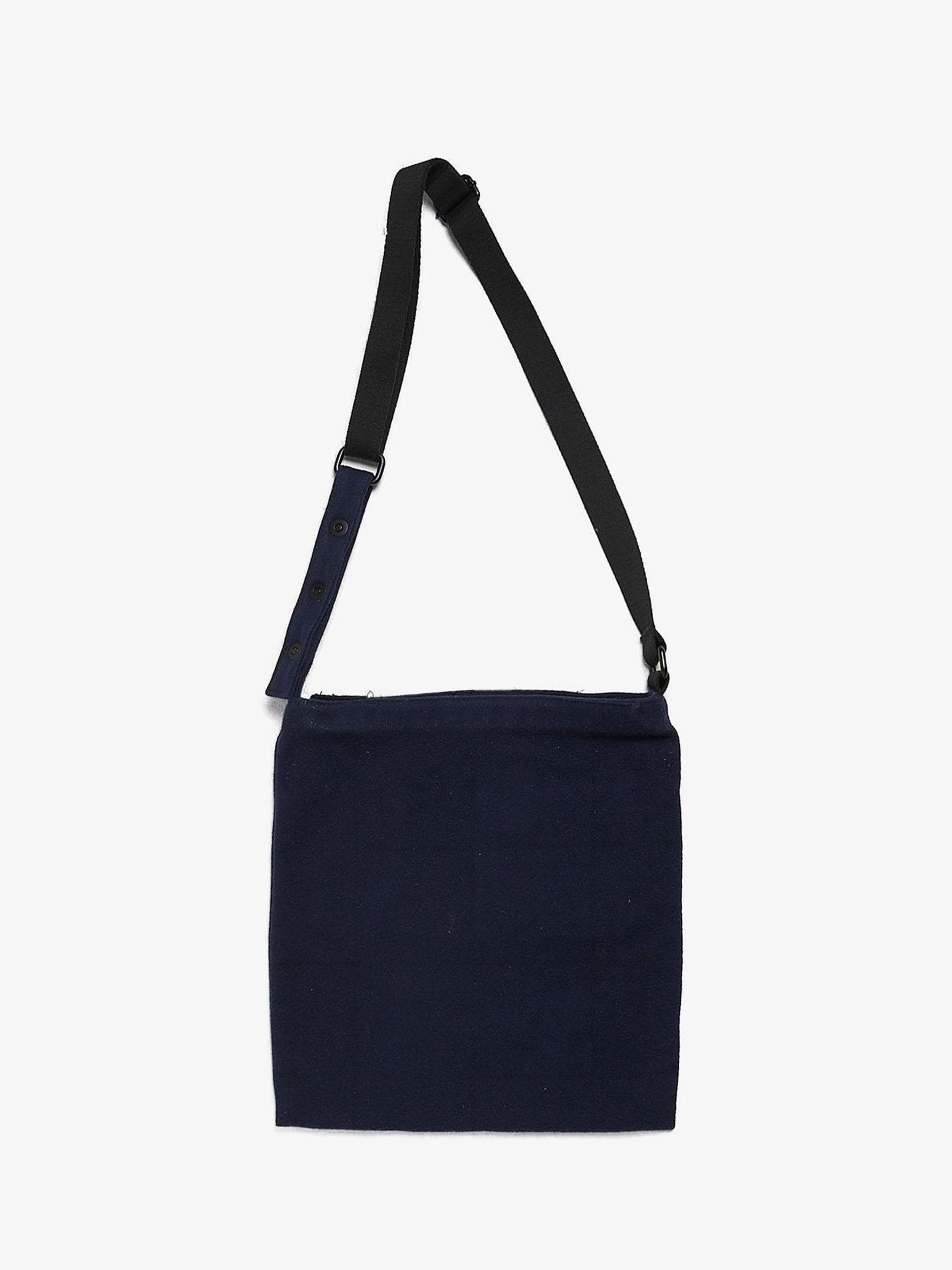 Raf Simons Navy Patchwork Detailed Woolen Bag