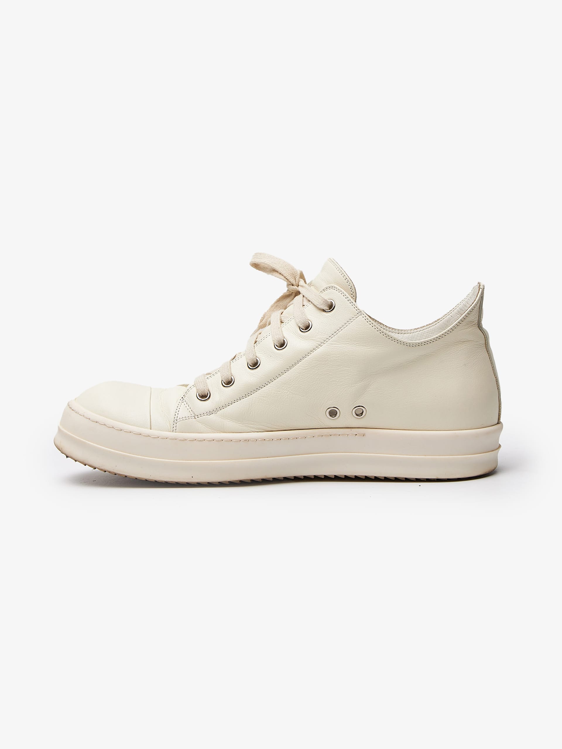 Rick Owens Milk Low Ramones Leather Sneakers