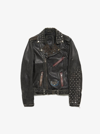 Diesel Dark Gray Washed Studded Copntrast Detailed Goatskin Zipped ...