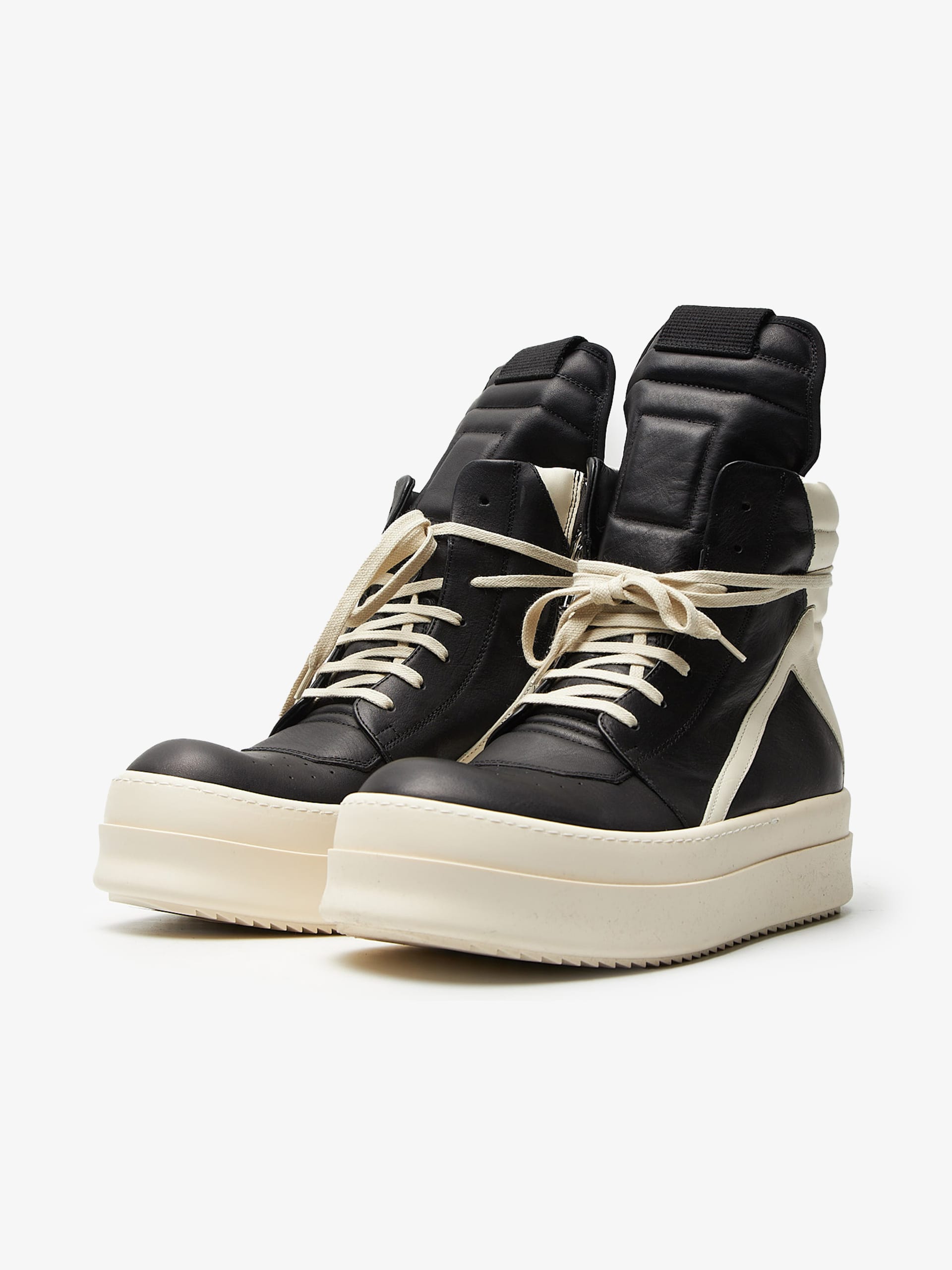 Rick Owens Black and White Mega Bumper Geobasket Sneakers