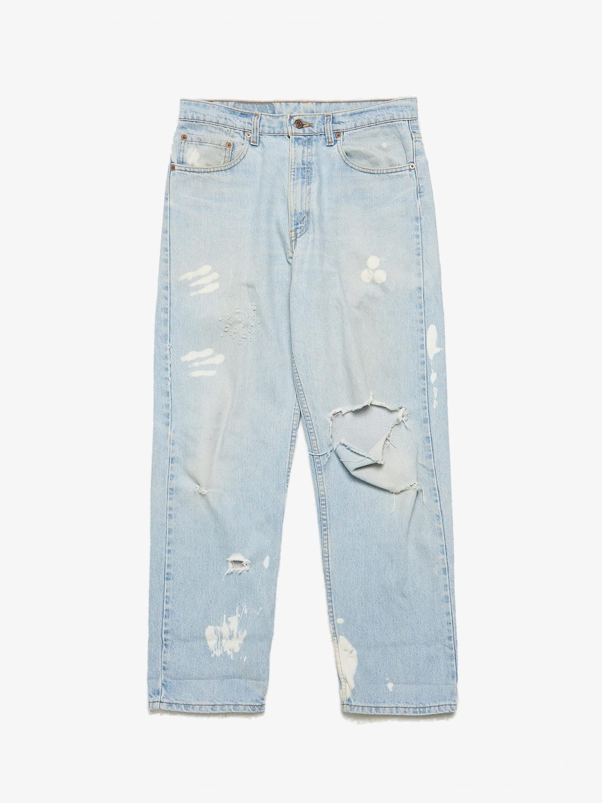 Levi s Light Blue White Prints Torn Knee Cotton Jeans