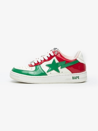 Bape White Green and Red Bapesta Sneakers