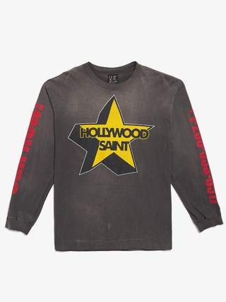 Saint Michael Washed Gray Star Printed Cotton Longsleeve