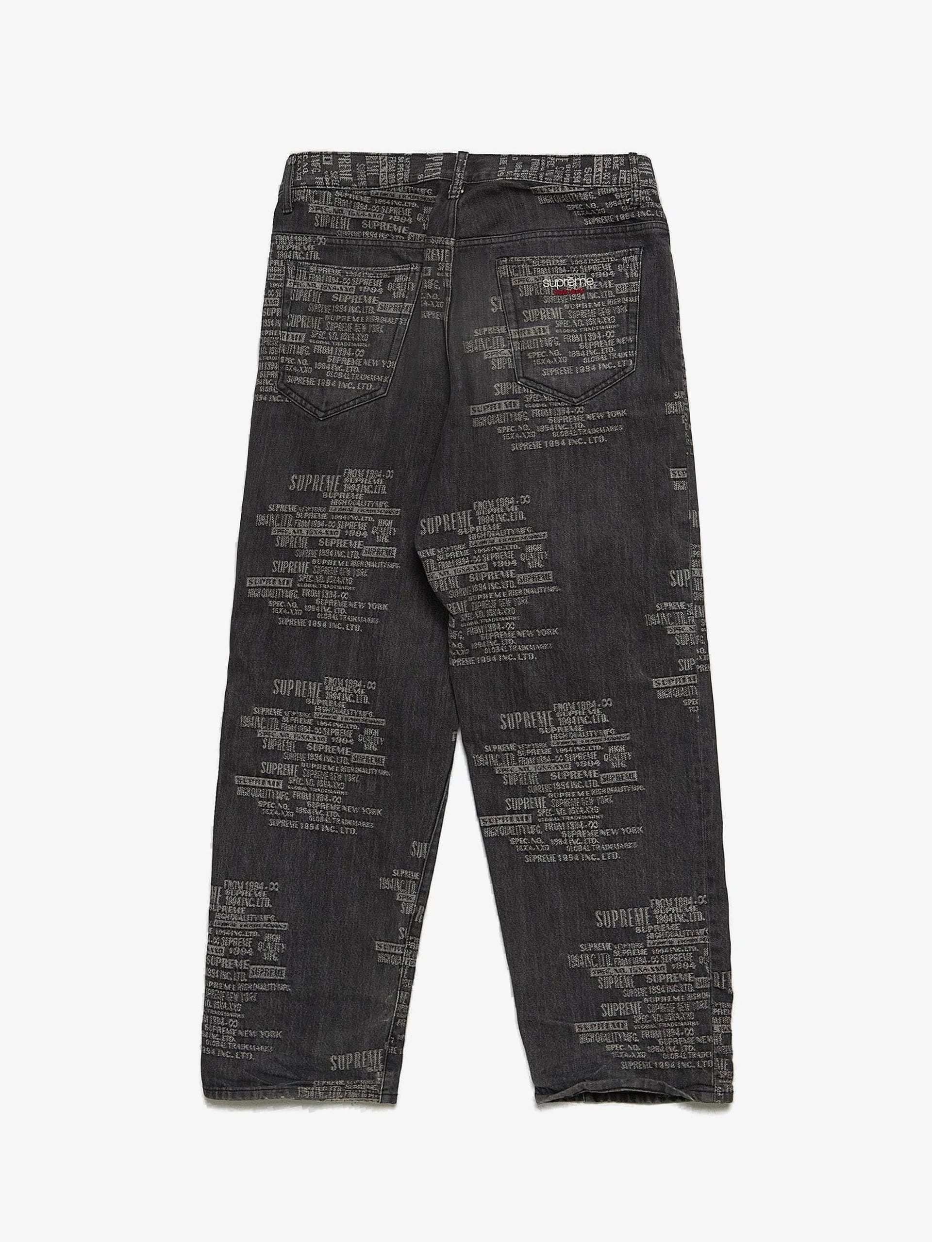 Supreme Dark Gray Washed Embroidered Cotton Jeans Supreme Dark Gray Washed Embroidered Cotton Jeans