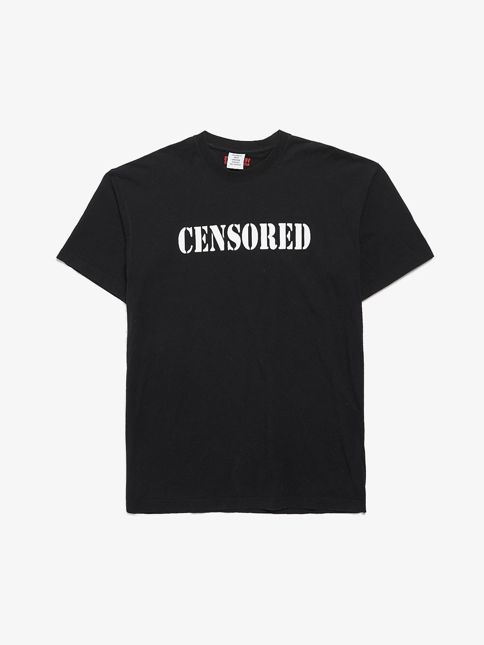 Vetements Black Censored Printed Cotton T Shirt Vetements Black Censored Printed Cotton T Shirt