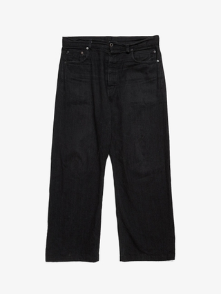 Rick Owens Drkshdw Black Geth Cut Wide Cotton Jeans