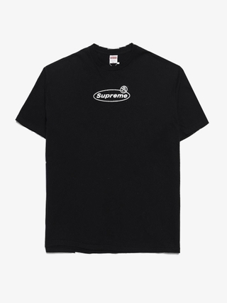 Supreme Black Rounded Logo Printed Cotton T-Shirt