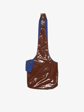 Raf Simons Brown and Blue Reversible Vinyl Shoulder Bag