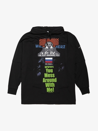 Vetements Black Russia Patched Oversized Cotton Hoodie