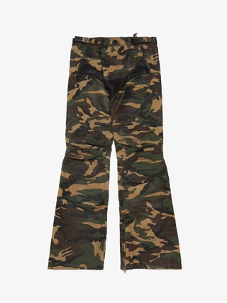 Project GR Coated Biker Armoured Flare Pants - Camo