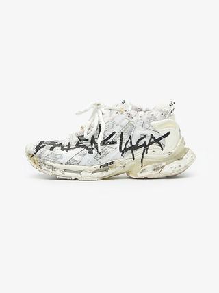Balenciaga Dirty White Writing Logo Runner Sneakers