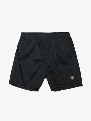 Stone Island Navy Logo Patched Logo Polyamide Shorts