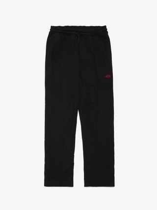 424 On Fairfax Black Red Logo Embroidered Cotton Sweatpants